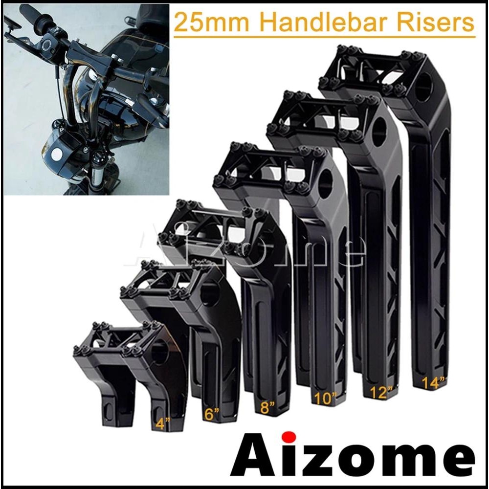 4"-14" Tall Motorcycle Rise Handlebar Pullback Clamp Club Risers 25mm ...