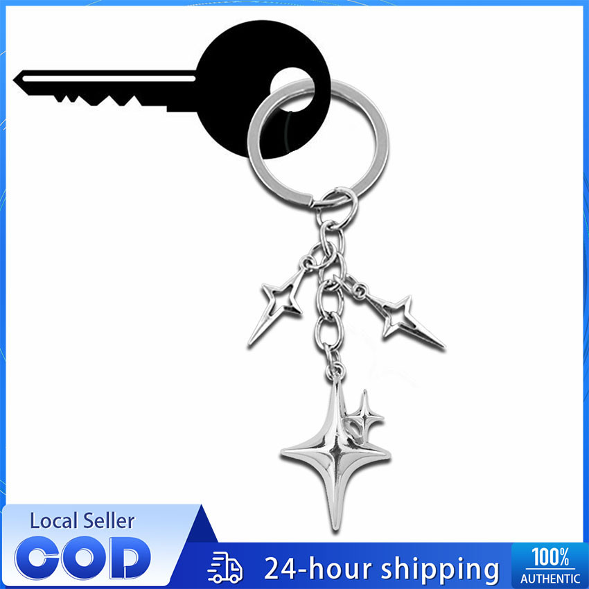 Y2k Star KeyChain Simple Star Pendant Car Key ring Metal Pretty Key ...