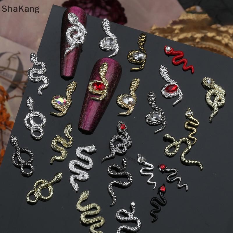 SKMY 10 Pcs Alloy Snake Nail Art Charms Luxury 3D Snake Jewelry Nail ...
