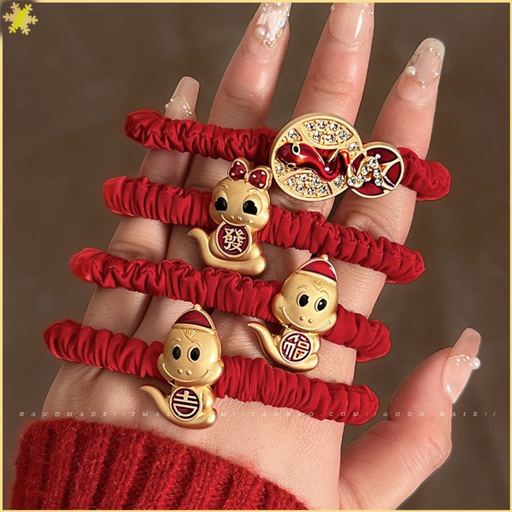 2025 Year Of The Snake Red Hairband Snake Hair Ring Rubber Band New ...