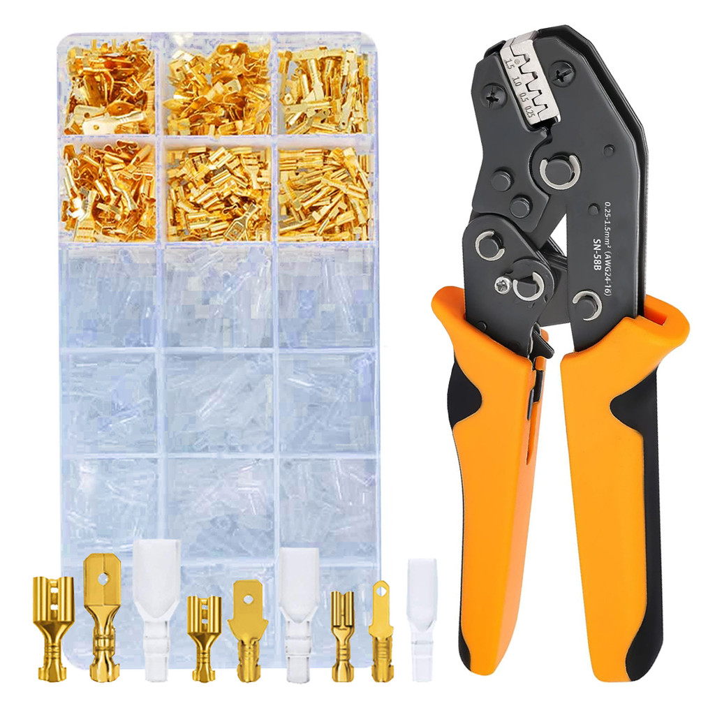 Electrical Crimping Pliers 23-16AWG Automotive Crimper Ratchet Wire ...