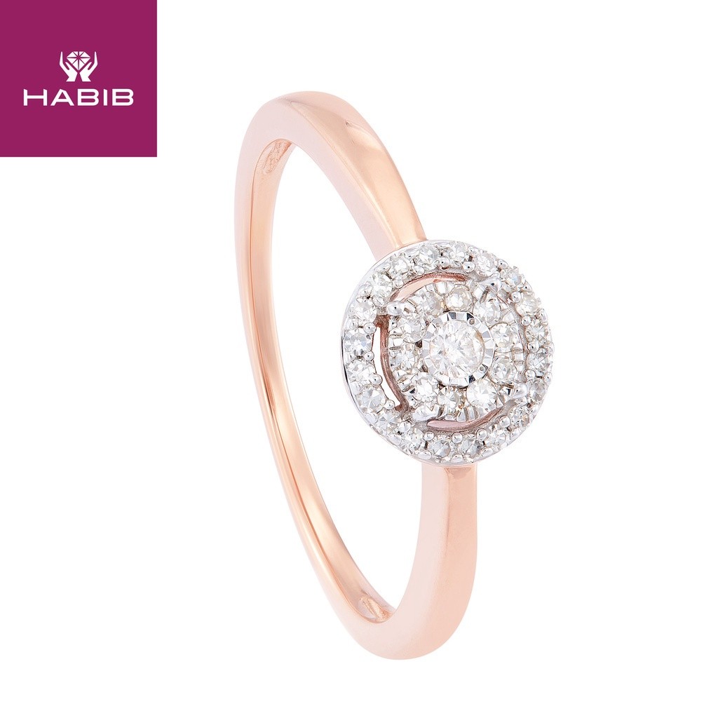 HABIB Reverse Tapered Double Halo Diamond Ring in 375/9K Rose Gold ...