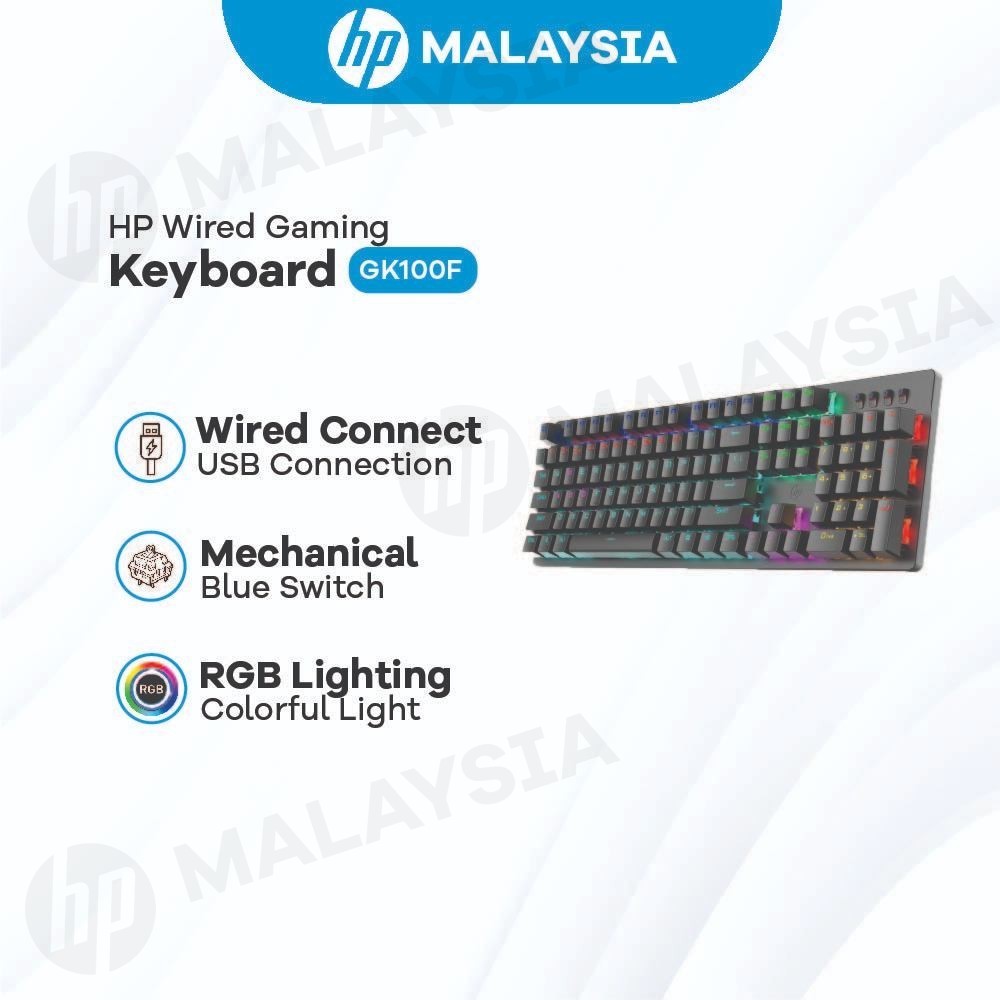 HP GK100F Keyboard Wired Mechanical Keyboard Mixed Backlight Gaming ...