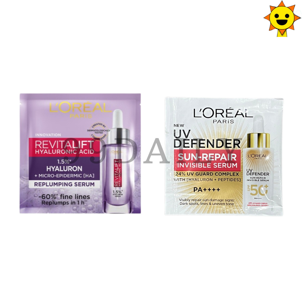 LOREAL PARIS Revitalift 1.5% Hyaluronic Acid Face Serum UV Defender ...