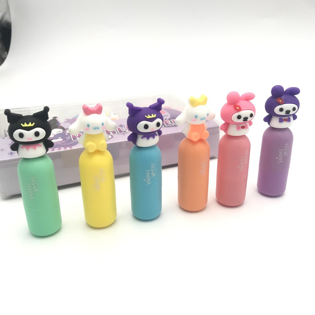Student Sanrio Highlighter Cute Mini Shape Colorful Kuromi Cinnamon Dog ...