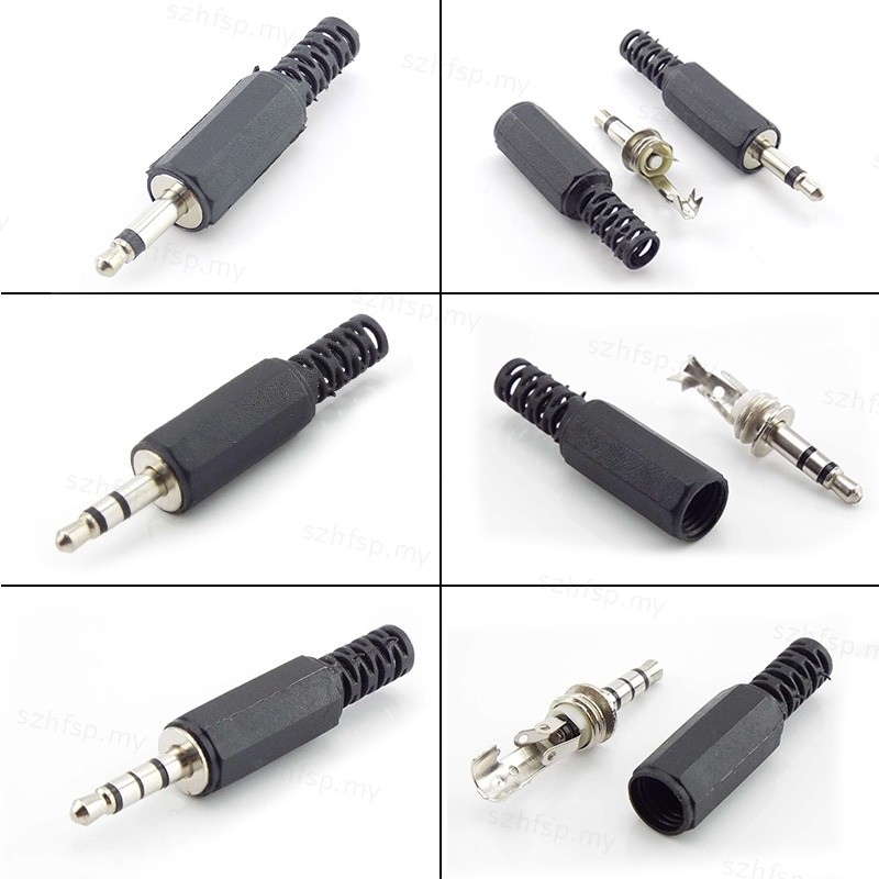 3.5mm Audio Connector 2/3/4 Pole Mono/Stereo Plug Converter Male Female ...