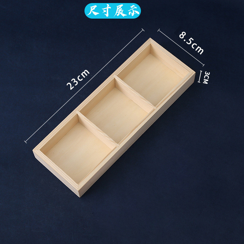 Wooden Desktop Three-Grid Storage Box Small Parts Sundries Organizer ...