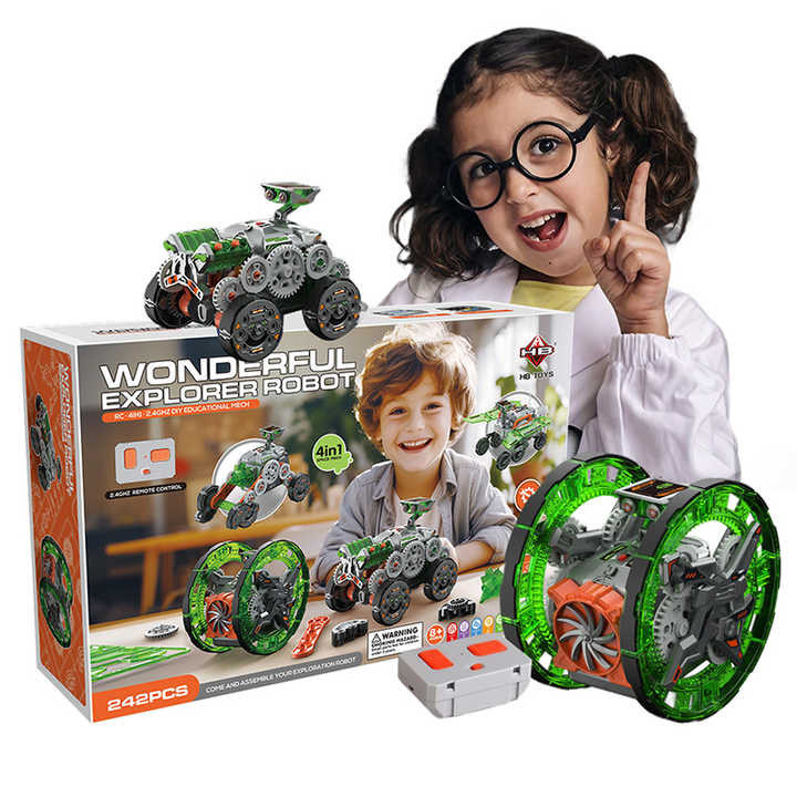 4-in-1 RC Explorer Robot DIY Educational Toy 2.4GHz Remote Control for ...