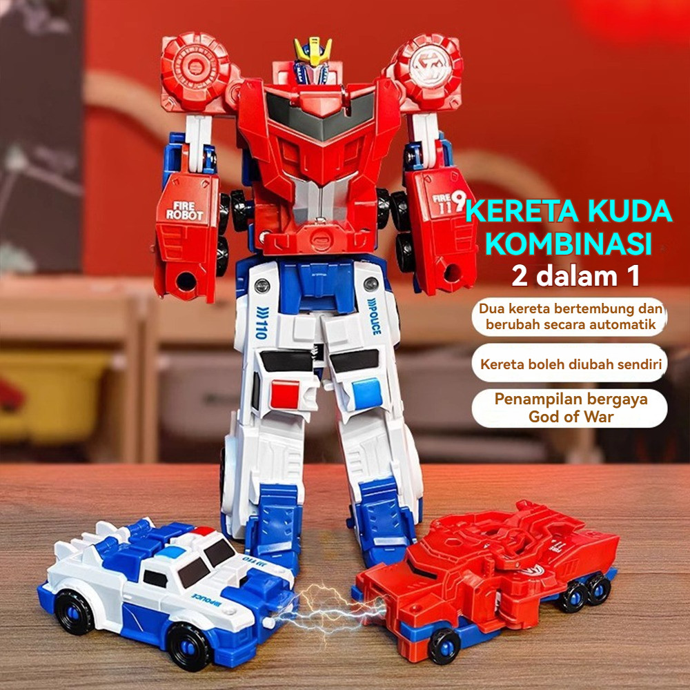 Boys Magnetic Robot Car Toy Transformers God 2-In-1 Magnetic Collision ...