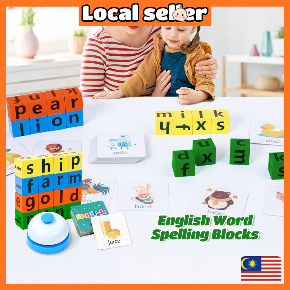 Aikoky Children's Letter Spelling Block Board Game Alphabet Block ...