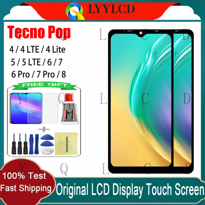 Original Tecno Pop 4 4 LTE 4 Lite 5 5 LTE 6 6 Pro 7 7 Pro 8 LCD Display ...