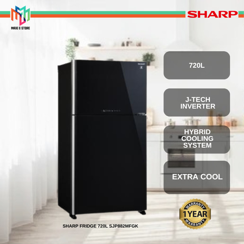 Sharp SJ-P882MFGK Fridge 720L Hybrid Cooling System SJP882MFGK Peti Ais ...