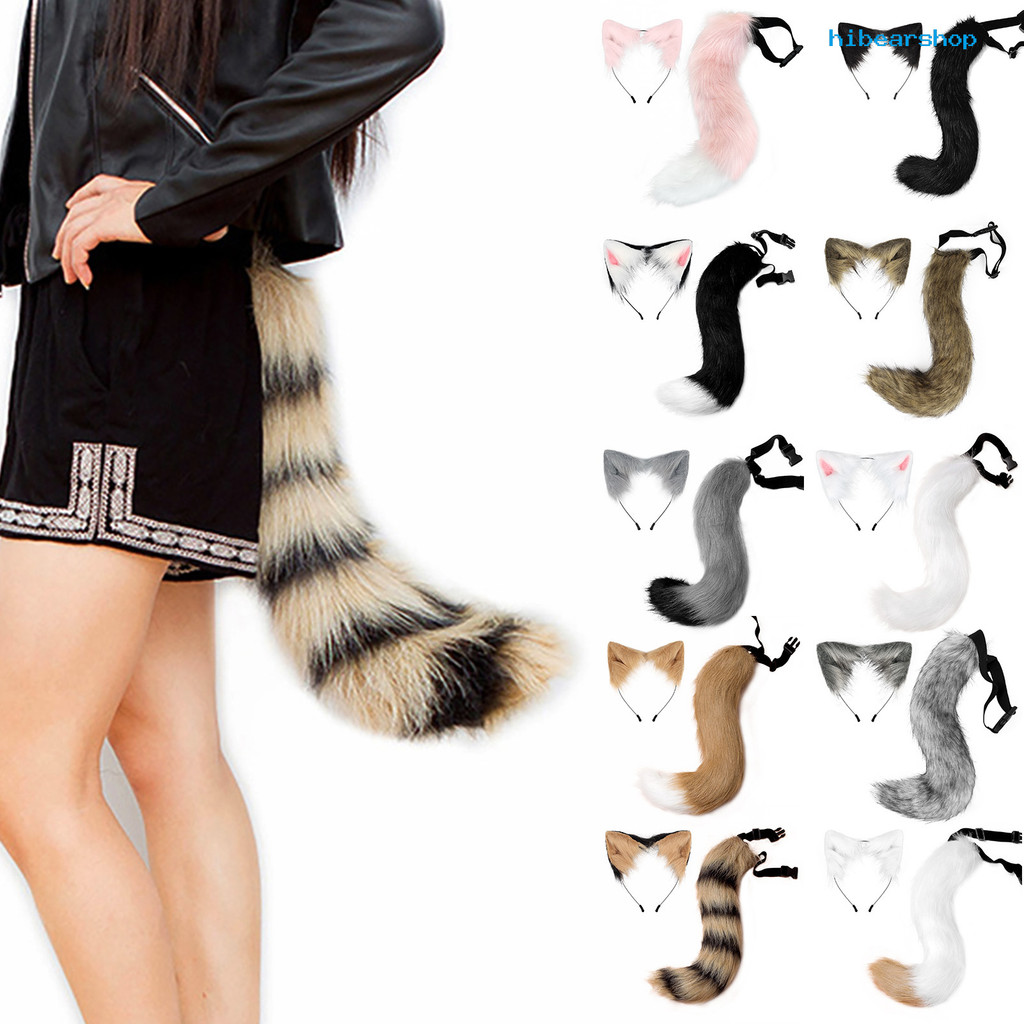 [LISI] Fox Tail Headdress Handmade Simulated Fox Tail Cat Ear Set ...