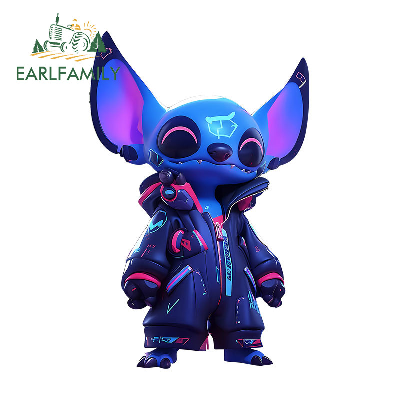 EARLFAMILY 13cm Cyberpunk Stitch Car Stickers Waterproof Motorcycle ...