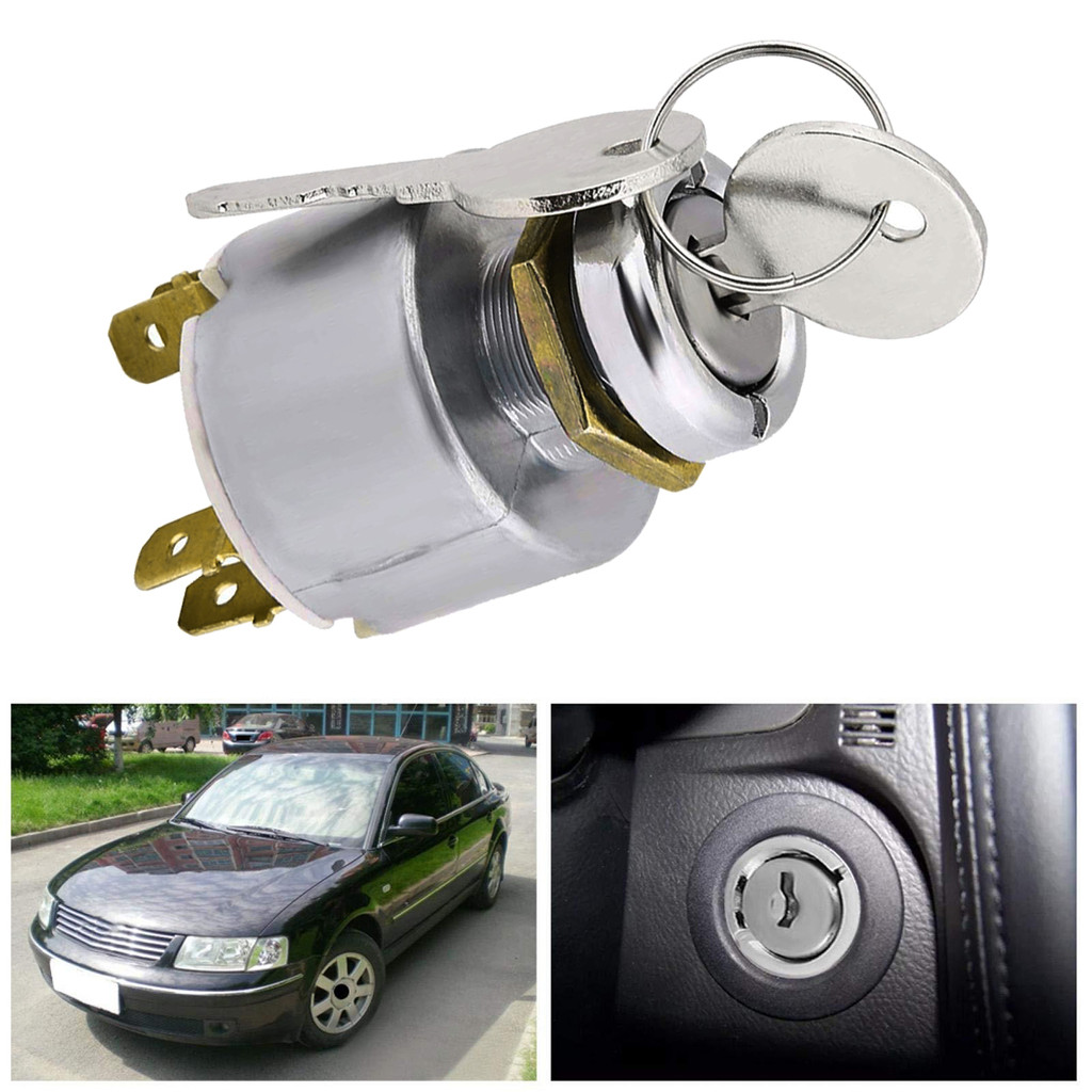Durable Universal 12V Ignition Switch Barrel Kit Key Car Silver ...