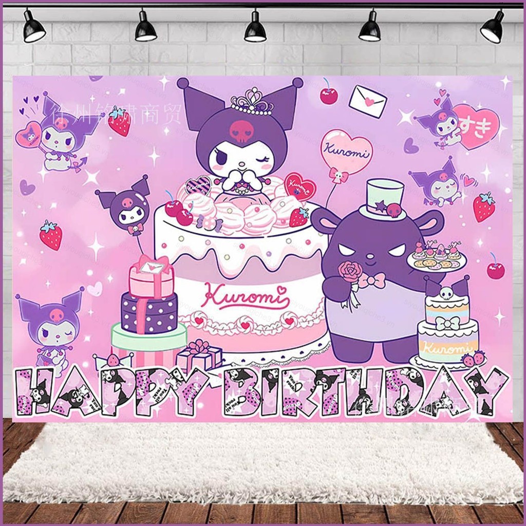 gh Sanrio Kuromi Purple series theme birthday decoration Party Photo ...