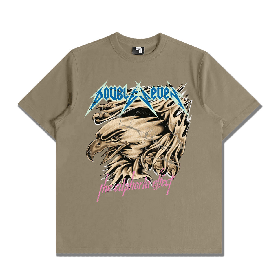 Double 7 Eagle Graphic Tee (Taupe) | Shopee Malaysia