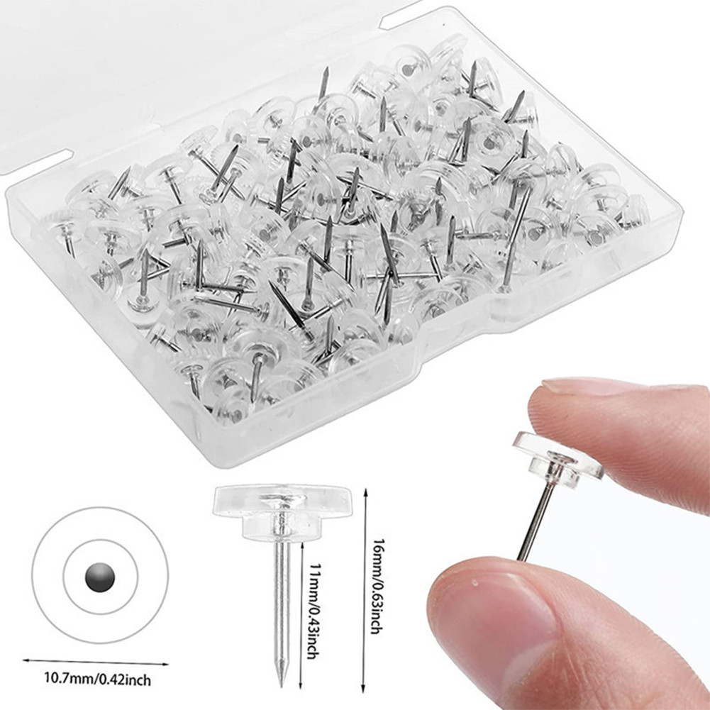 100/120/150PCS Transparent Thumb Tacks Plastic Clear Push Pins Drawing ...