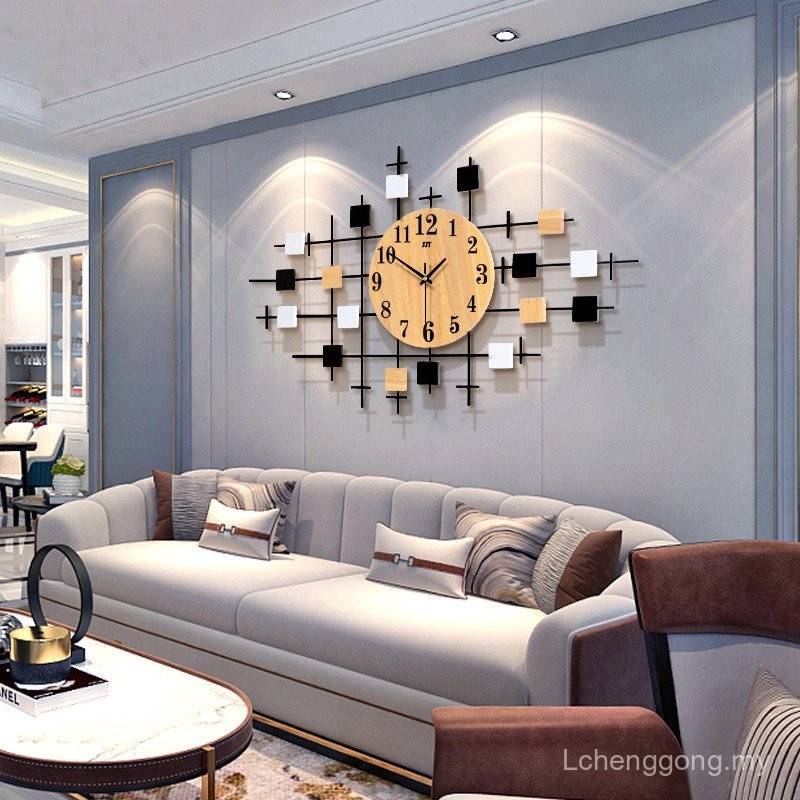 Nordic Simple Clock Living Room Solid Wood Wall Clock Home Art ...