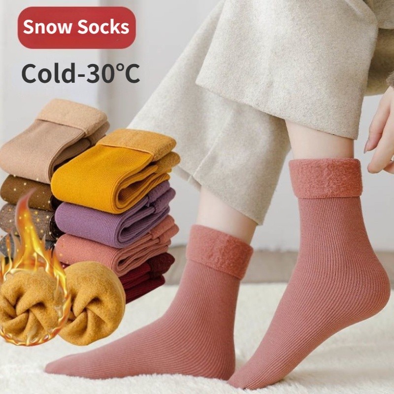 1 Pair Women Winter Warm Socks for Thermal Thick Wool Snow Socks Floor ...
