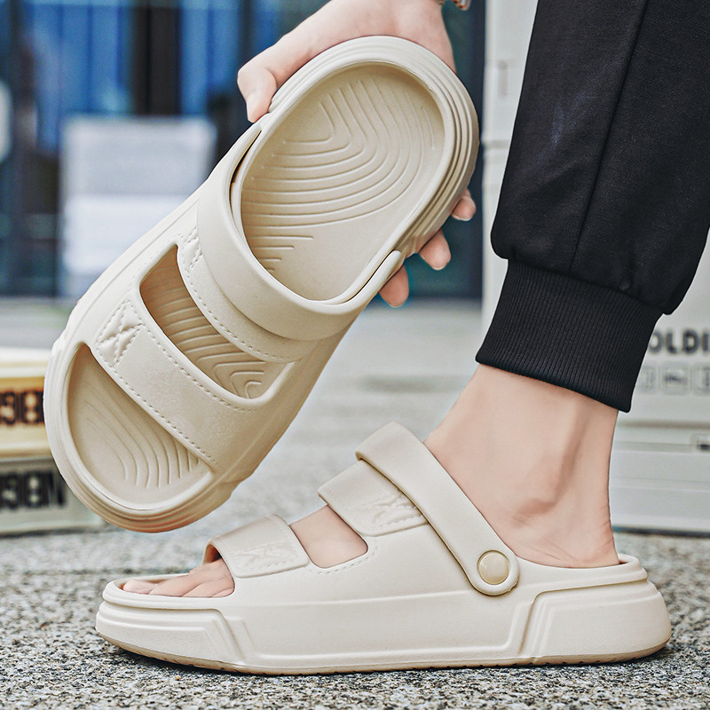 New EVA poop like men's one-piece cool slippers for wearing outside ...
