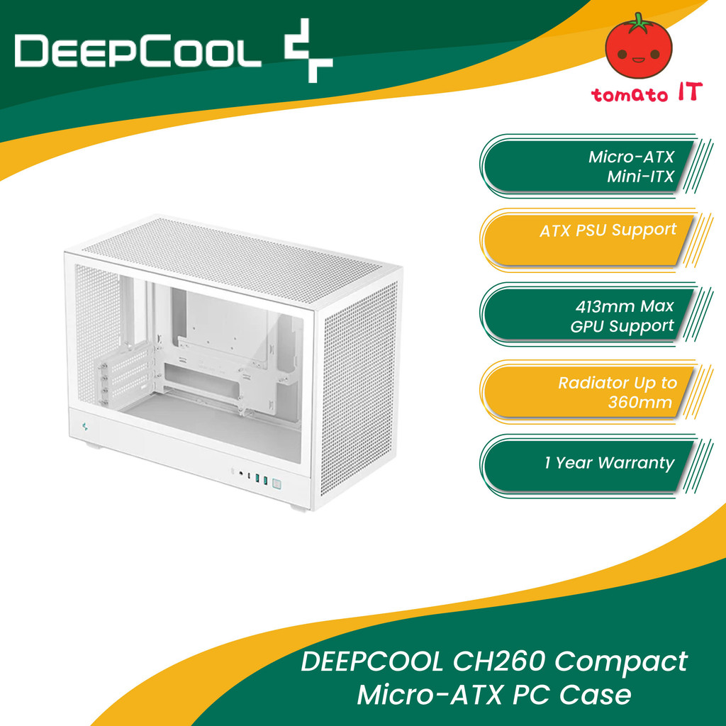DEEPCOOL CH260 High Airflow Micro-ATX PC Case - Black/White | Shopee ...