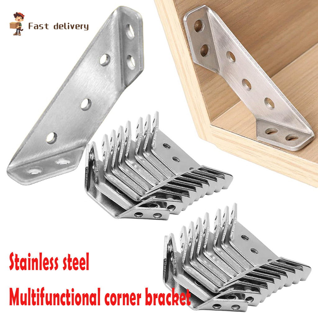 【READY STOCK 】10pcs Furniture Angle Corner Connector Stainless Steel ...