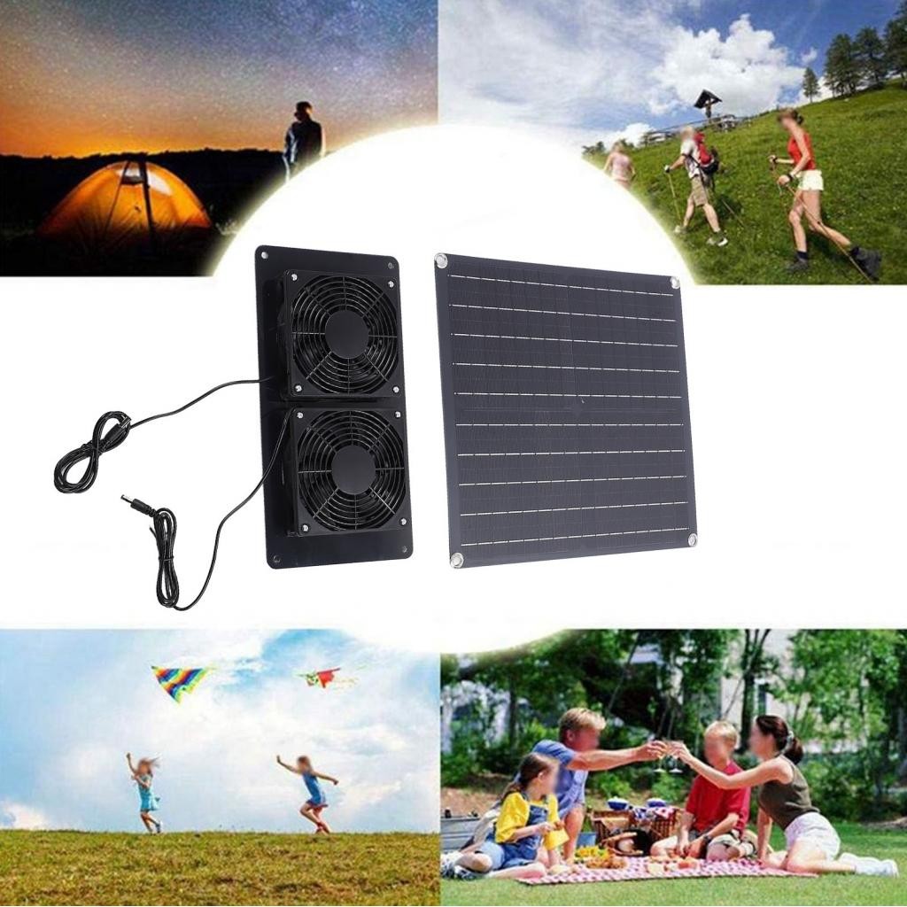 Hanhan1 Solar Powered Fan Greenhouse Exhaust Panel Ventilation Kit for ...
