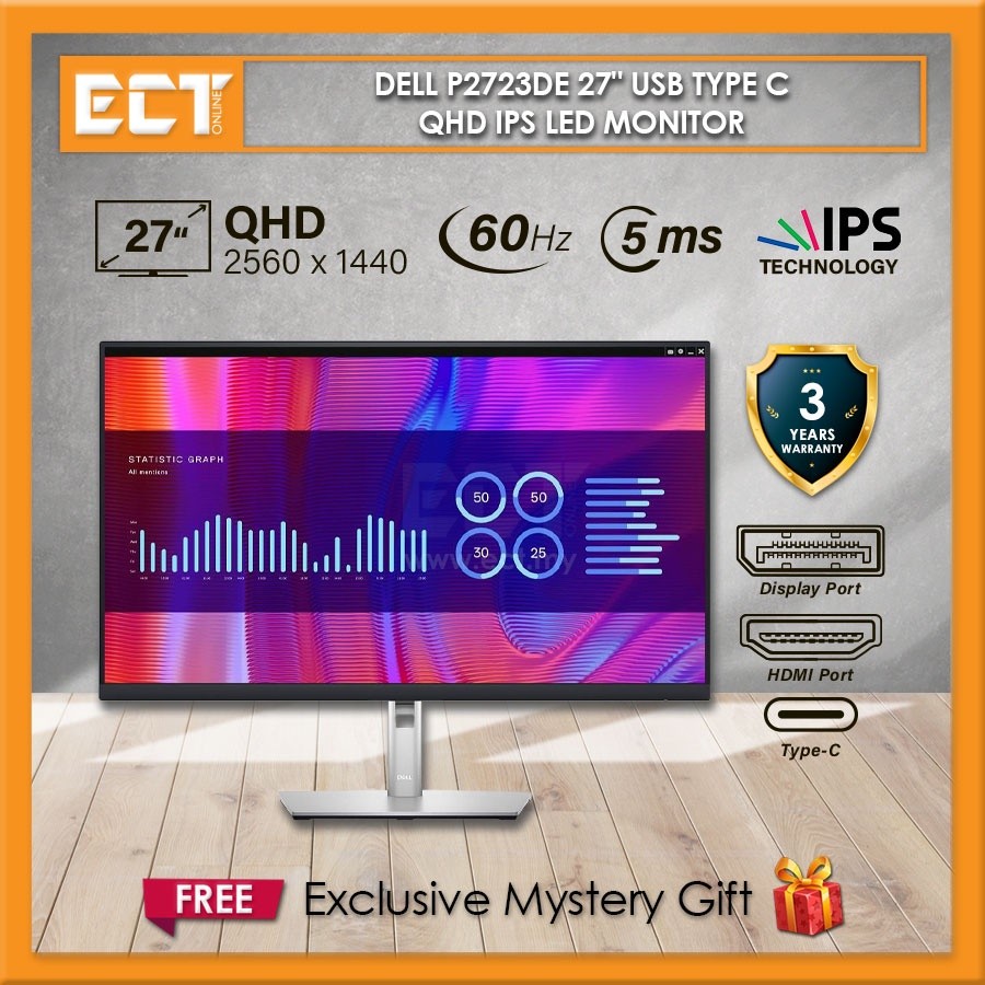 Dell P2723DE 27" USB Type C QHD IPS LED Monitor (2560 x 1440) | Shopee ...