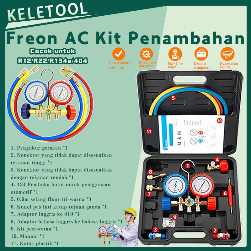 Aircond Meter Set Check Aircond Pressure R134a R22 R12 R404a Double Gas ...