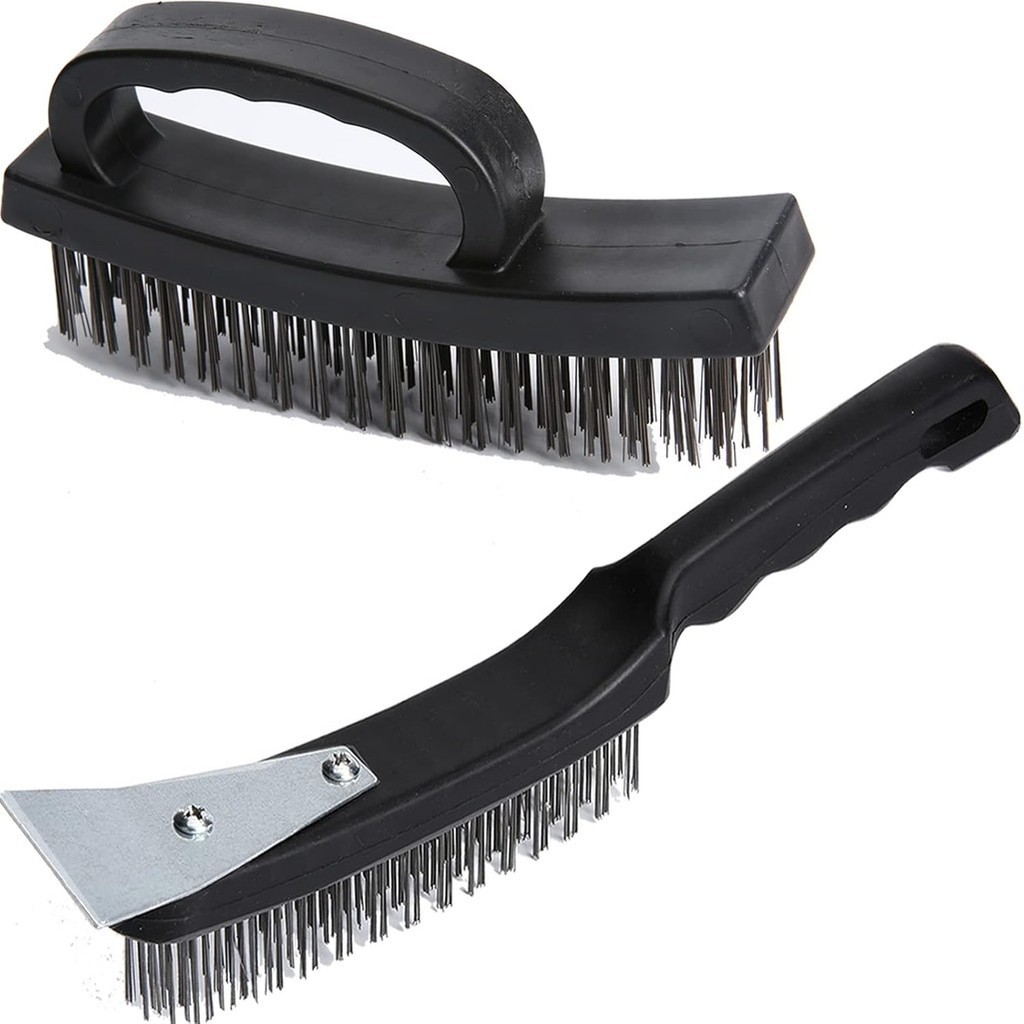 Wire Brush Set of Heavy Duty, 4 Rows Carbon Steel Brush for Cleaning ...