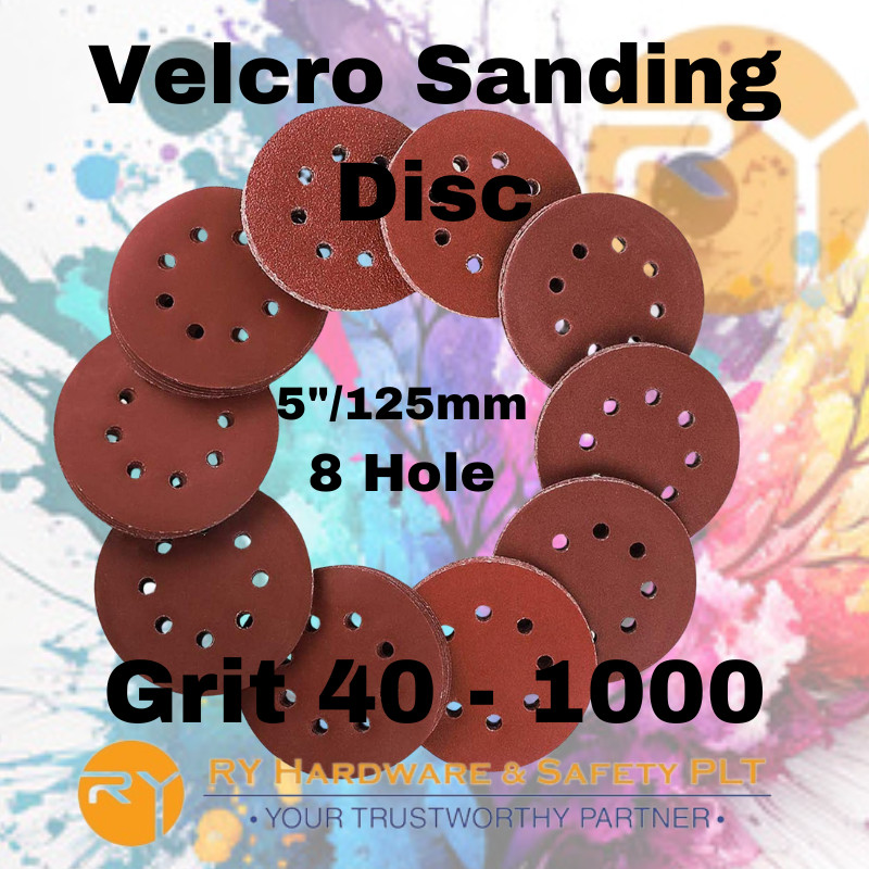 5" (125mm) 8 Hole Red Velcro Sanding Disc Velcro Sandpaper Orbital ...