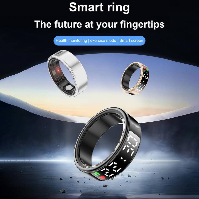 New Smart Ring SR08 LED Display Screen Heart Rate Gesture Sweep Video ...