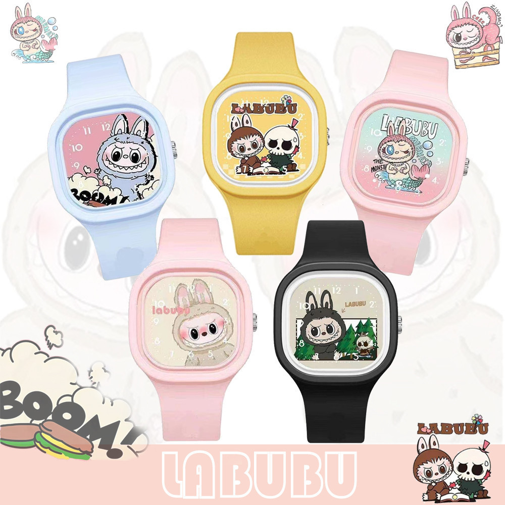 LABUBU Sanrio Kids Square Cartoon Watch Skin friendly Silicone Watches ...