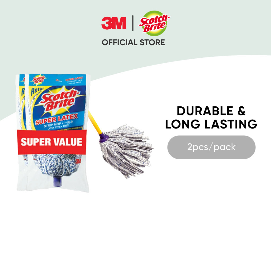 3M™ Scotch-Brite™ Super Latex Strip Mop, Durable & Long Lasting, 2 pcs ...