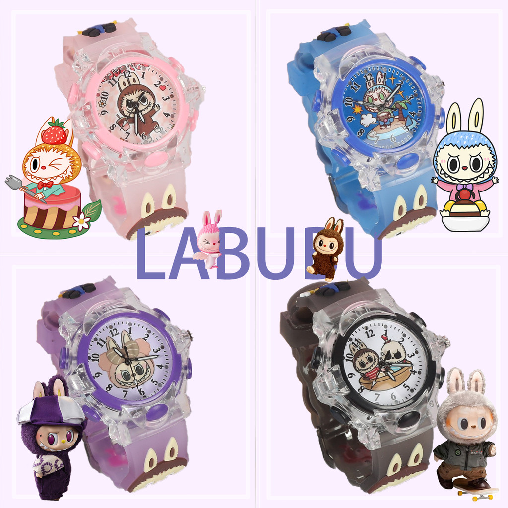 LABUBU Cute Monster Kids Cartoon Quartz Watch Luminous Night Glowing ...