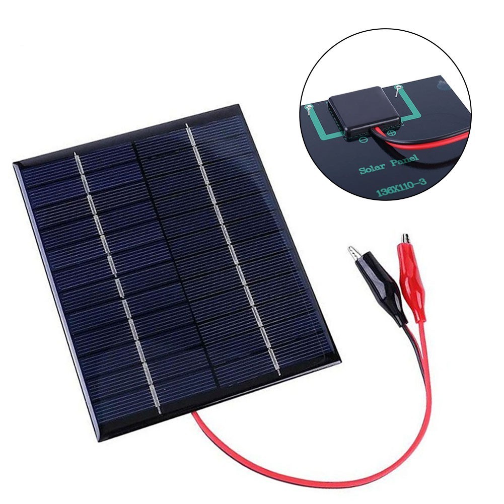 2W 12V Solar Panel DIY Battery Solar Charger Board with Clip Outdoor ...