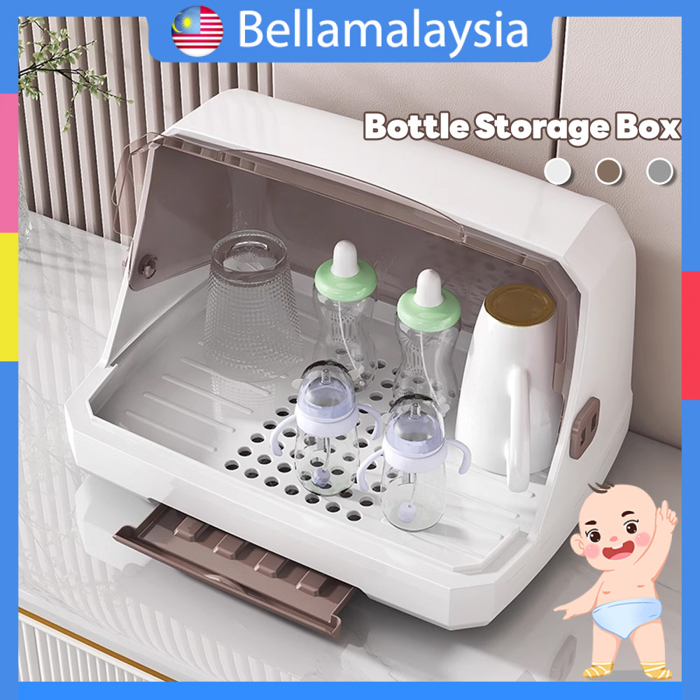 Bella Container Storage Box Transparent with Lid Dustproof Baby Bottle ...