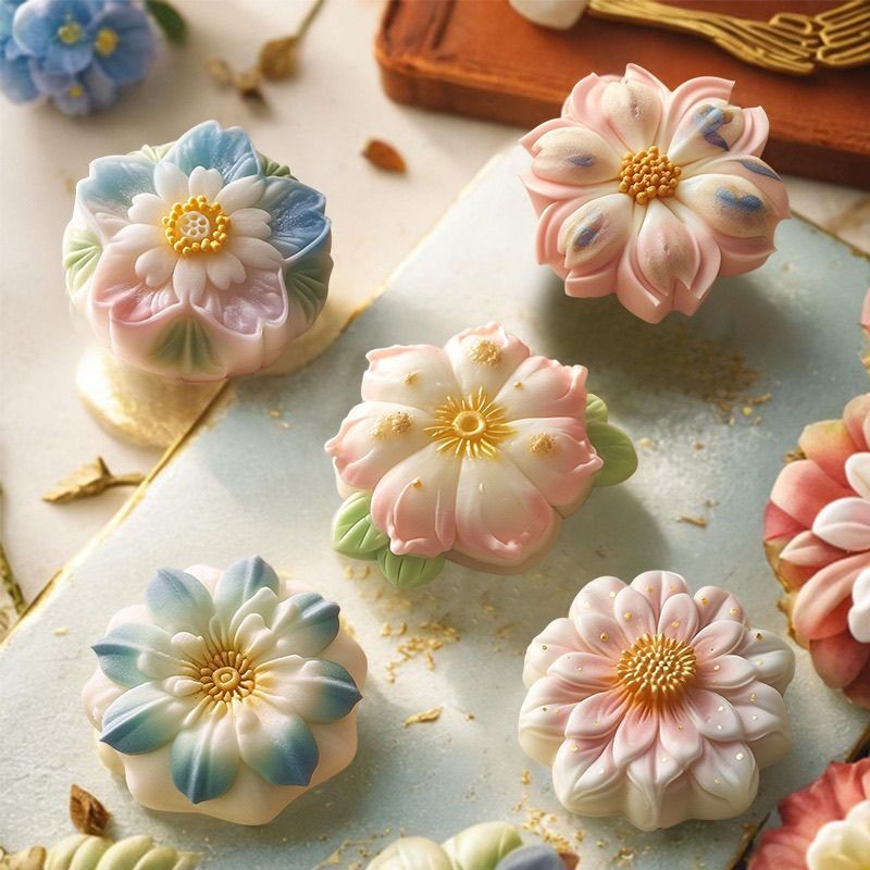 Chinese Style Hibiscus Flower Mousse Cake Silicone Mold DIY Lotus Mung ...