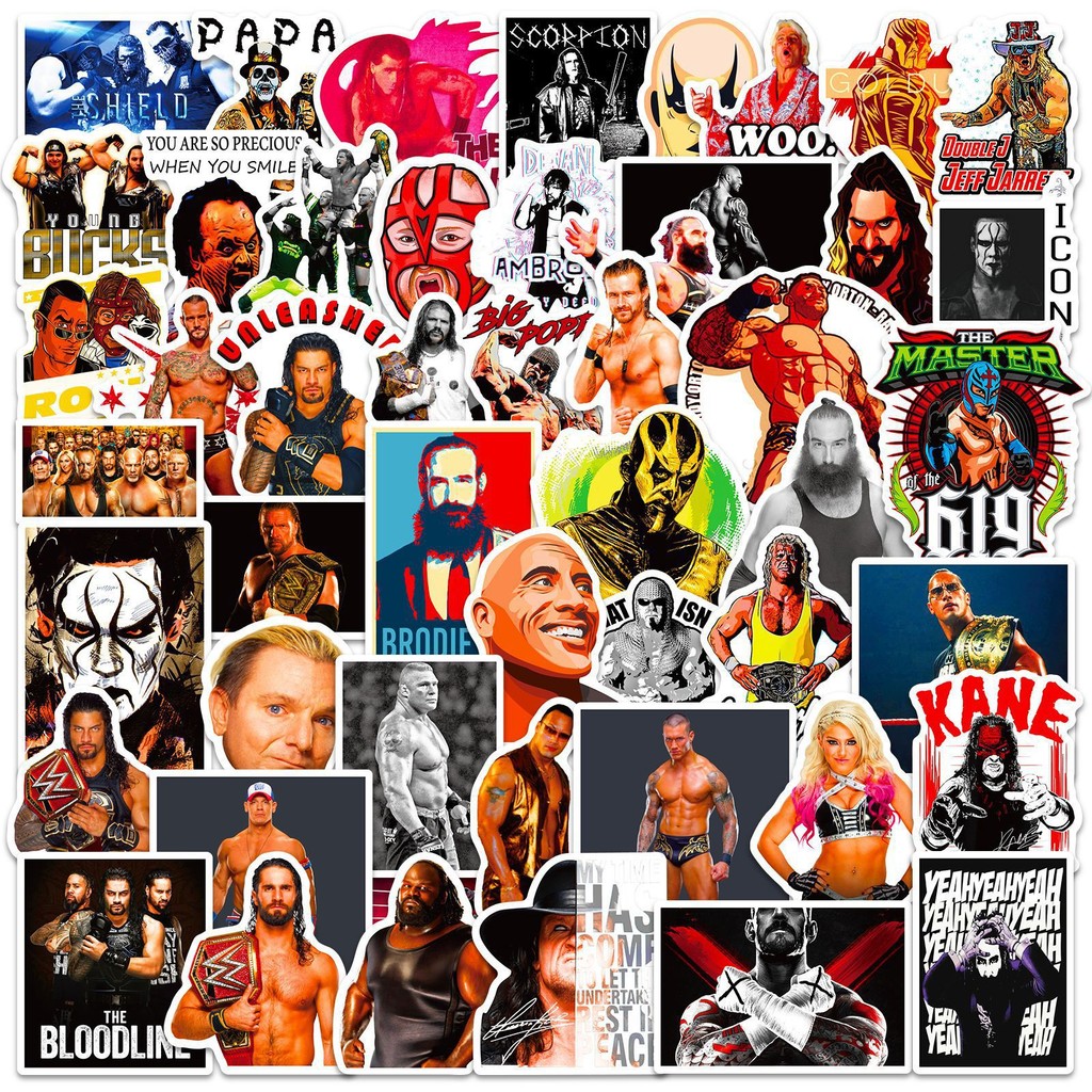 50 pcs WWE Wrestling Show Waterproof PVC Stickers | Shopee Malaysia
