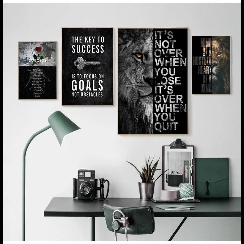 Seni Kanvas Kata-Kata Motivasi Singa Liar - Poster Hiasan Dinding ...
