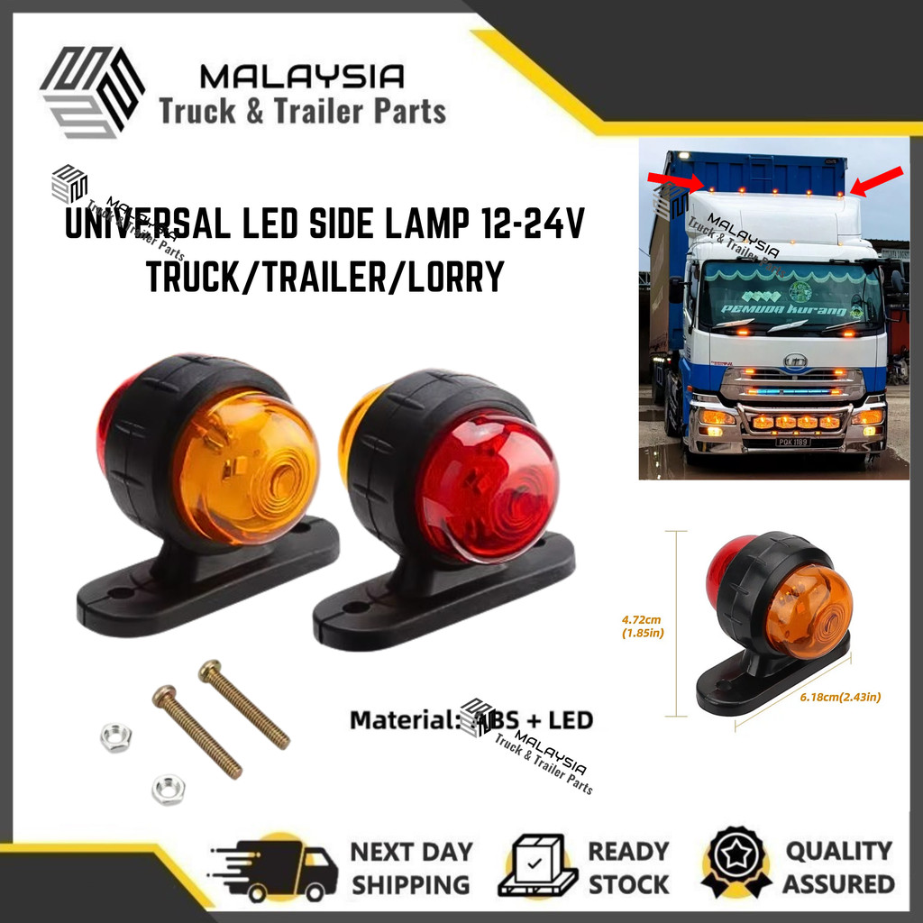 LED Side Lamp Small Round Light 12-24V Red Yellow Side Marker Light ...