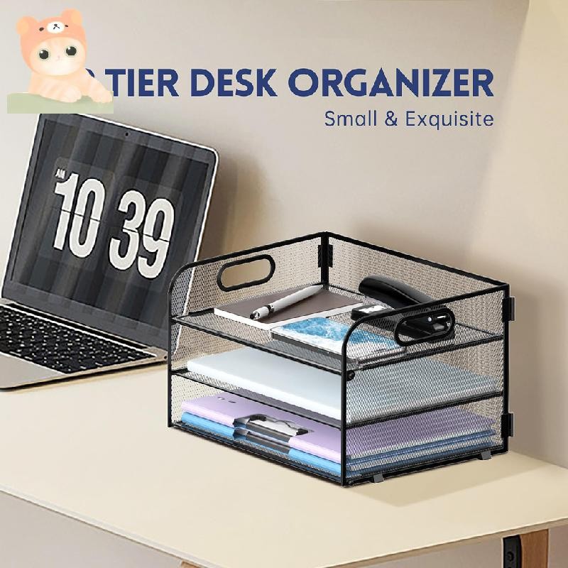 Metal File Organizer 3-Tier Desk Organizer Office Storage Drawers Heavy ...