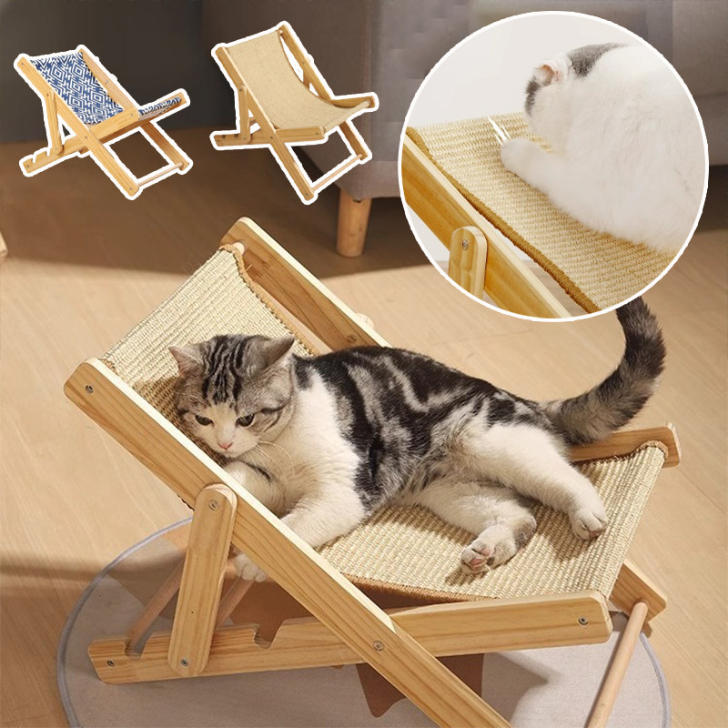 Cat Lounge Chair Sleeping Frame Scratching Board Sisal Cat Rocking ...