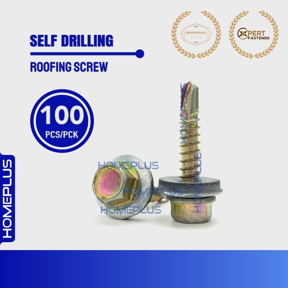 20mm To 65mm 100 Pieces Pack Self Drilling Hexagon Head Screw Home ...