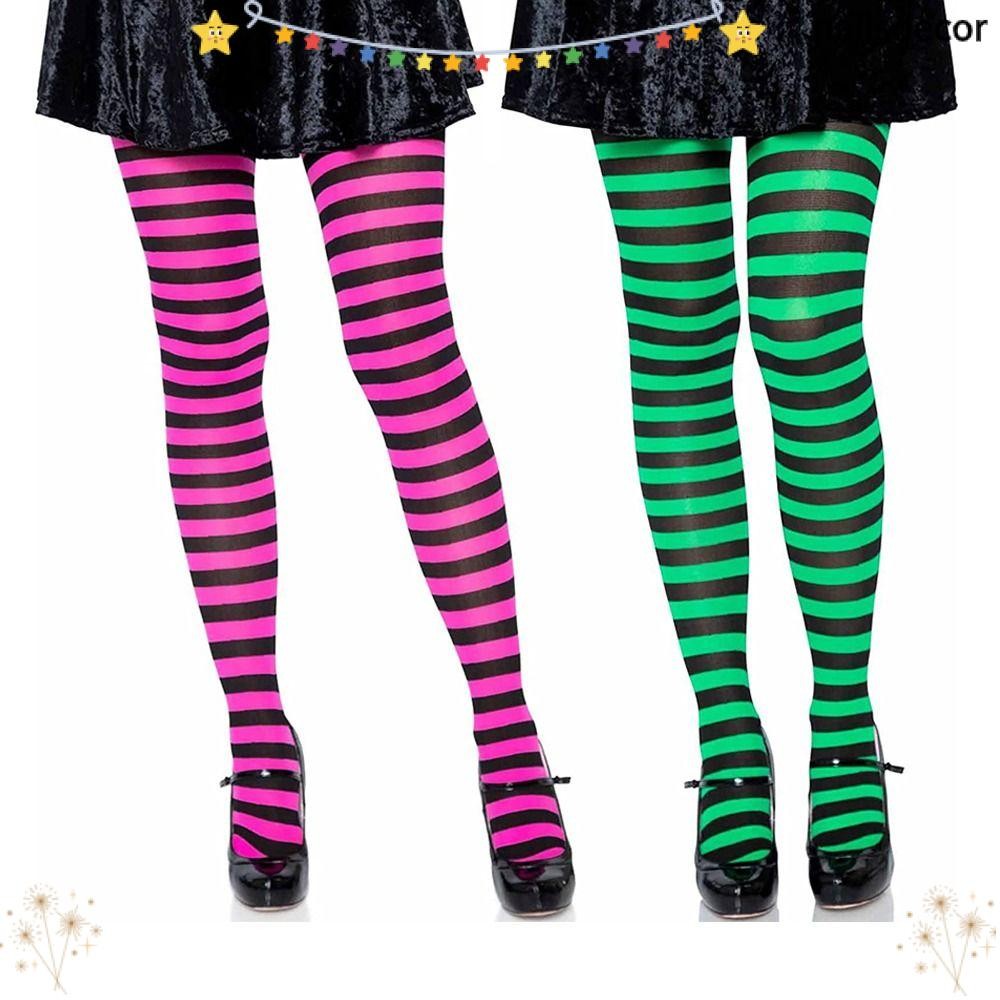 YUSENS Pantyhose, Striped Cotton High Stockings, Sweet Over Knee ...