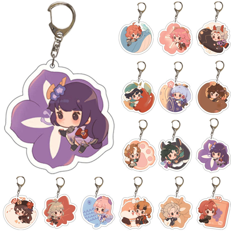 BCFSIP Anime Genshin Impact Keychain Diluc Keychain Lanyard Rantai ...