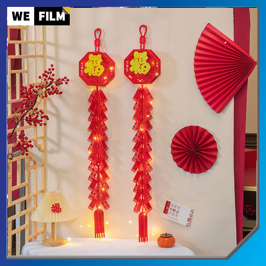 Chinese New Year Red Non-woven Firecracker Pendant 2025 CNY Hollow ...