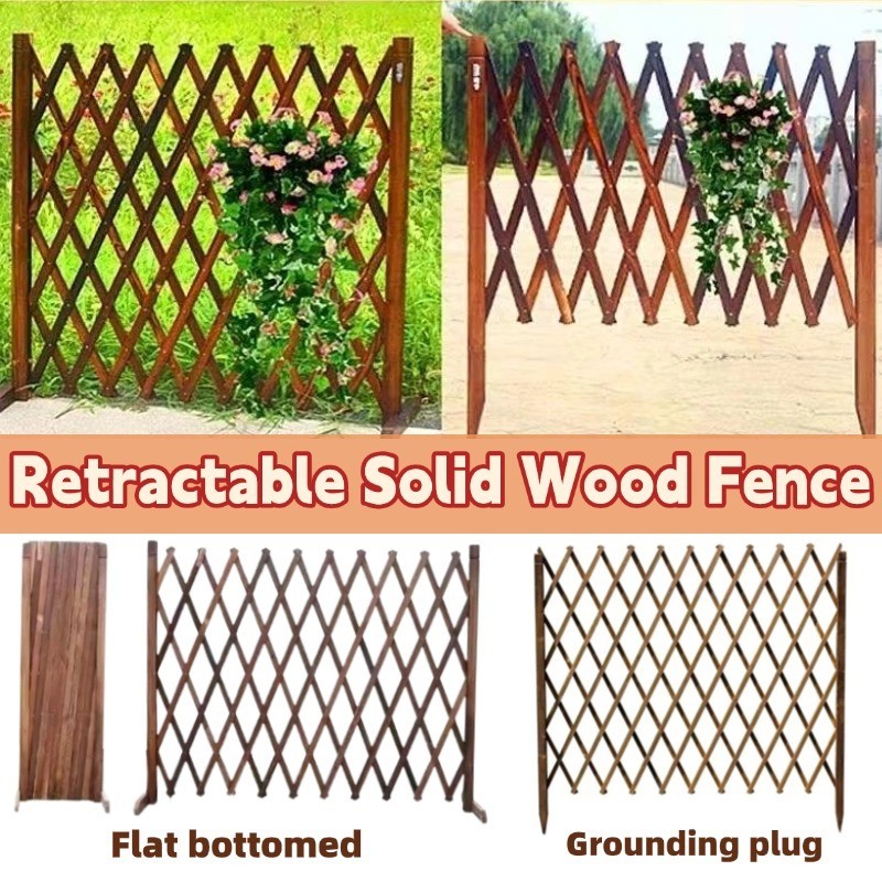 Outdoor Garden Fence Decoration Foldable Retractable Solid Wood Mesh ...