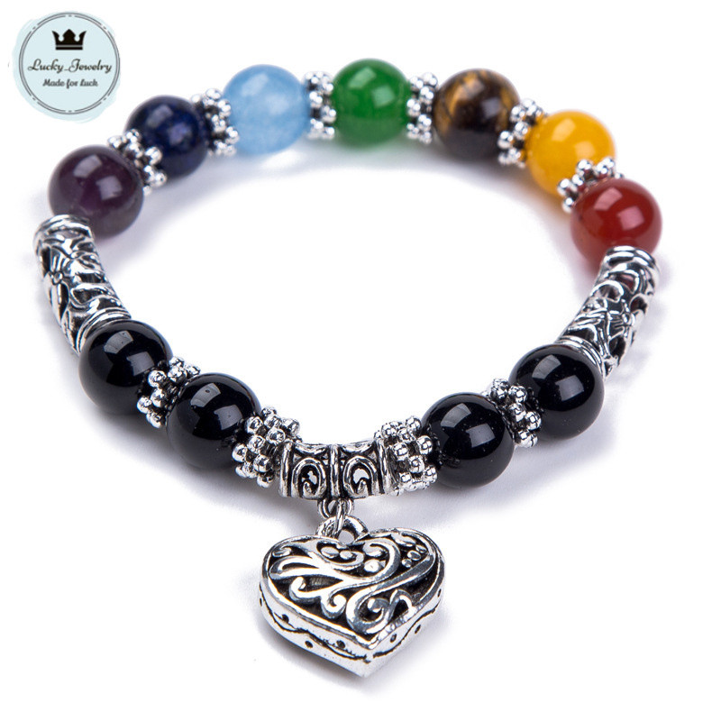Lucky Couple Seven color bracelet Snowflake Partition Silver Heart 10mm ...